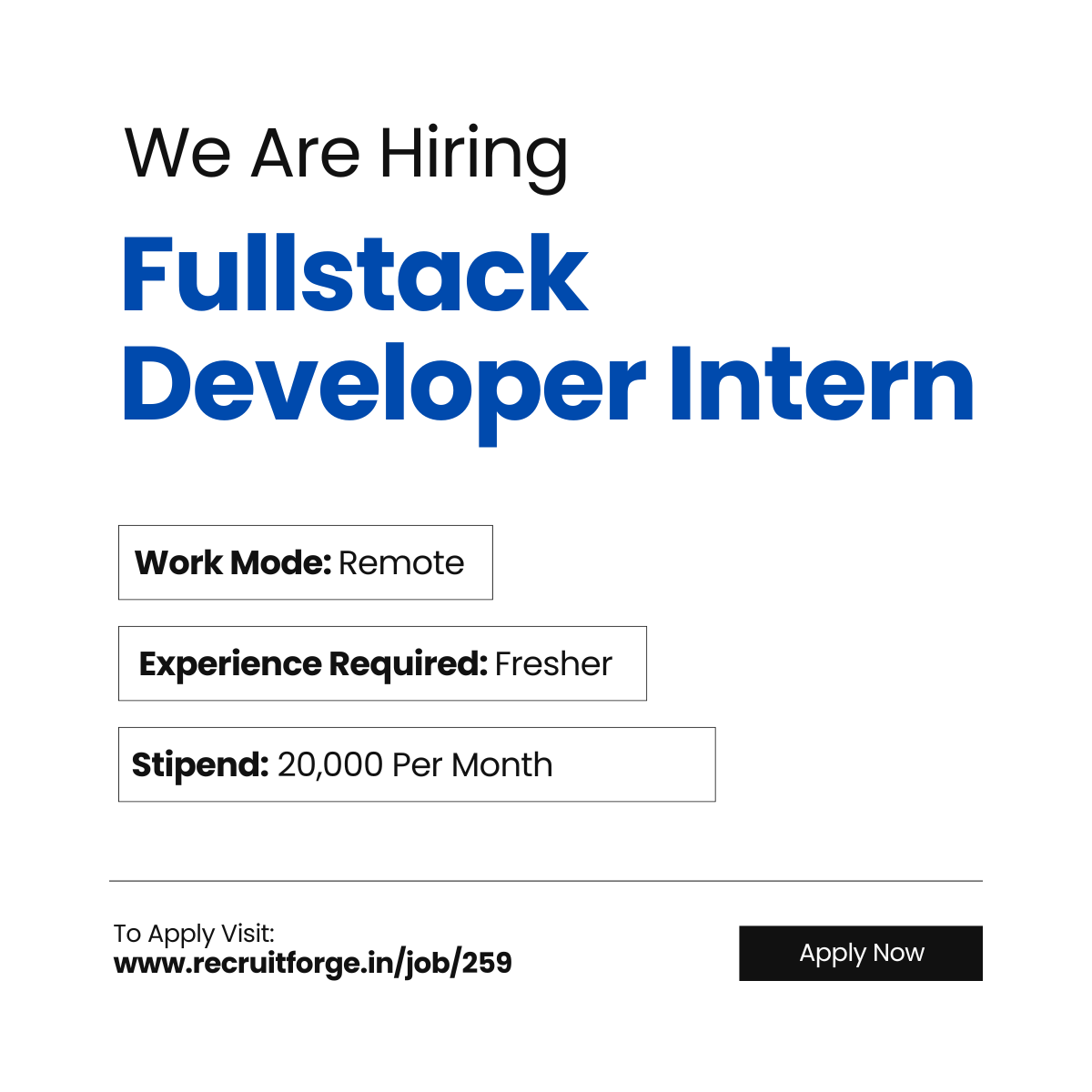 Full Stack Developer | Fresher | Remote | Salary: 20K Per Month